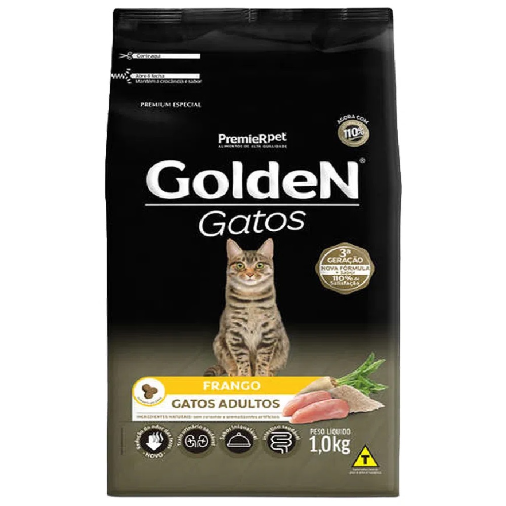 Ração Golden Gatos Adultos Sabor Frango - PremierPet - AmorePets - O ...