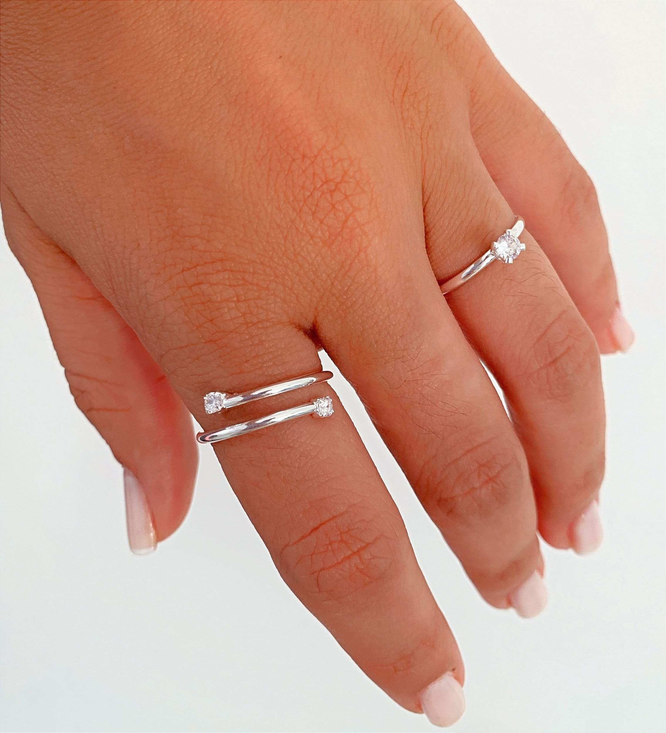 Anel solitário basic banhado a prata - Lopratas | acessórios prata