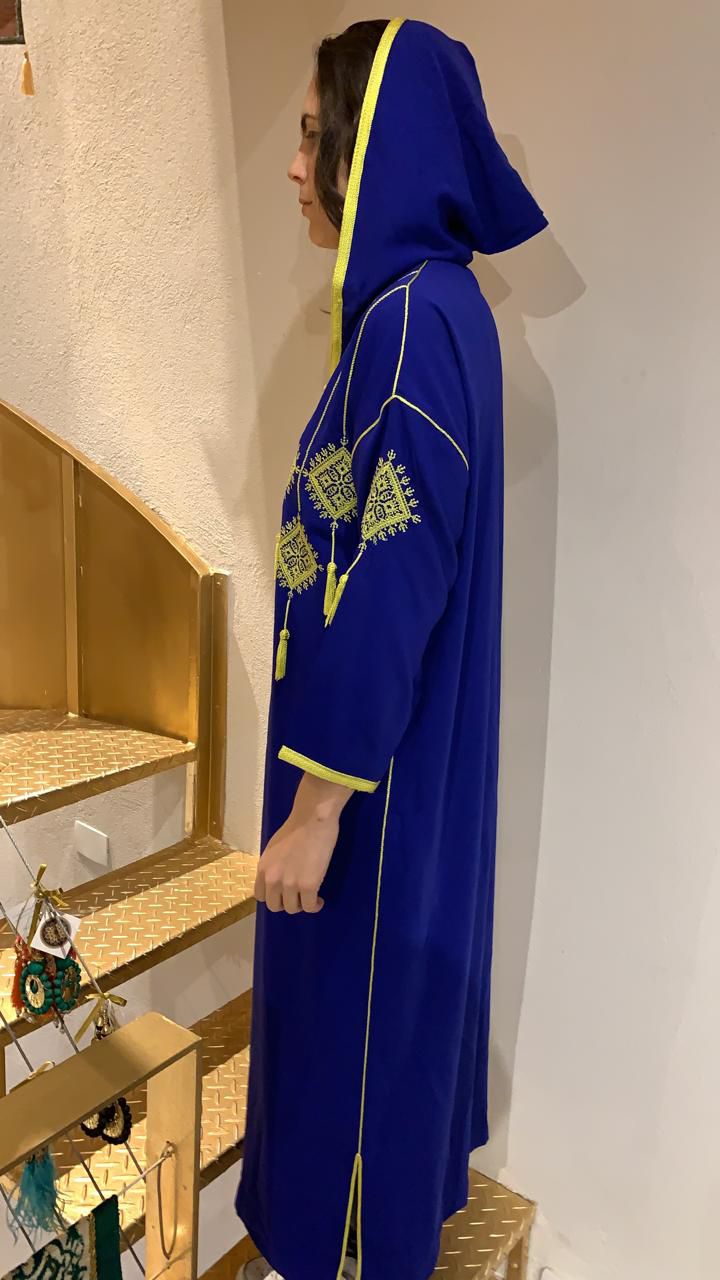 Galabia Azul com Capuz - Marrocos - Al Ward - O mundo árabe e seus aromas
