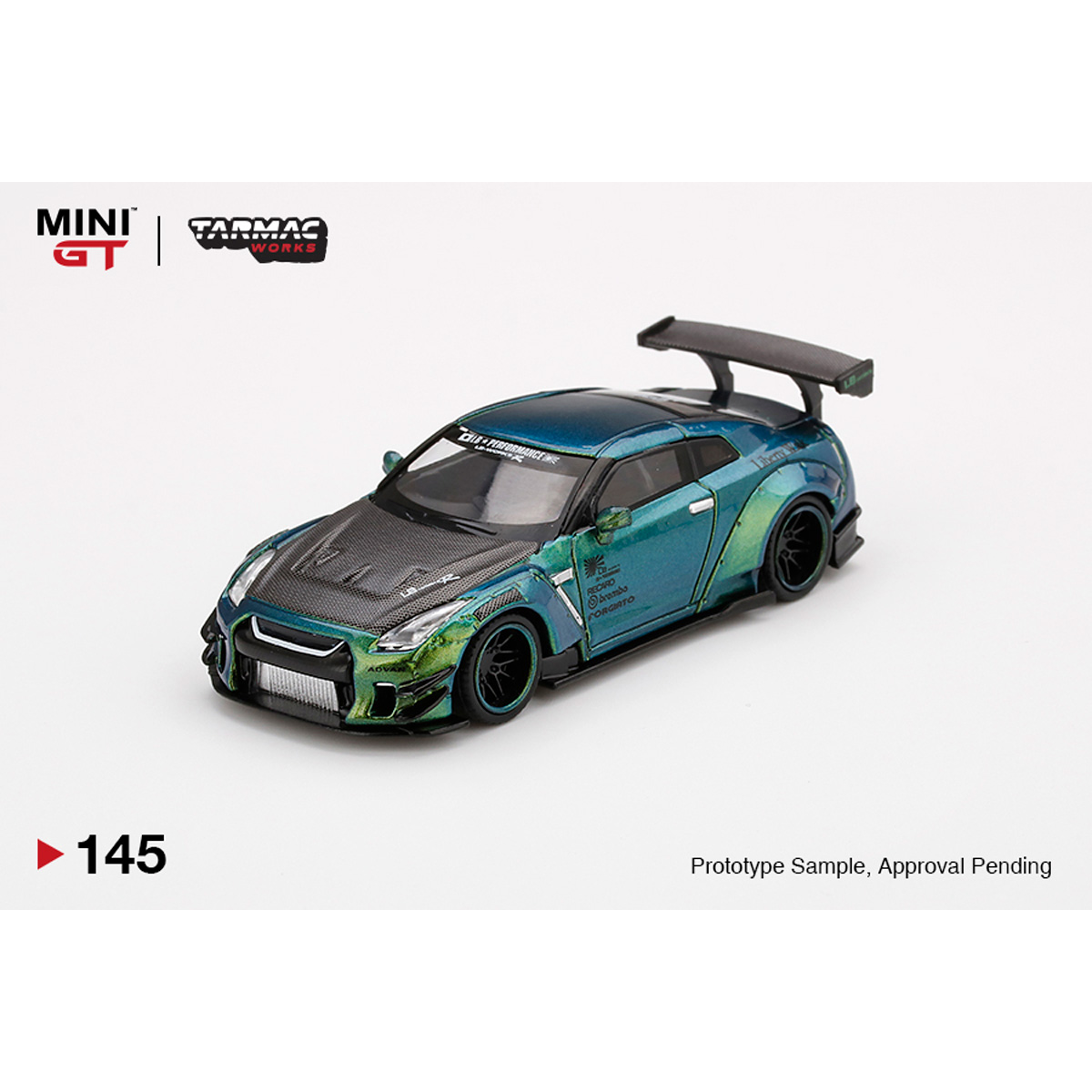 Mini GT 1:64 LB WORKS Nissan GT-R (R35) Magic Green - Box - Counting Minis