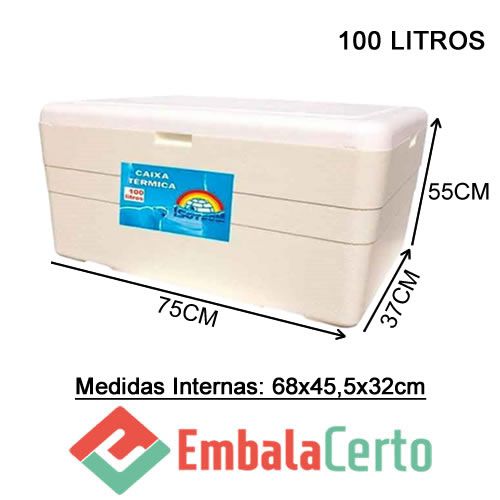 CAIXA TÉRMICA DE ISOPOR 100L - Embalacerto - A embalagem certa para você.