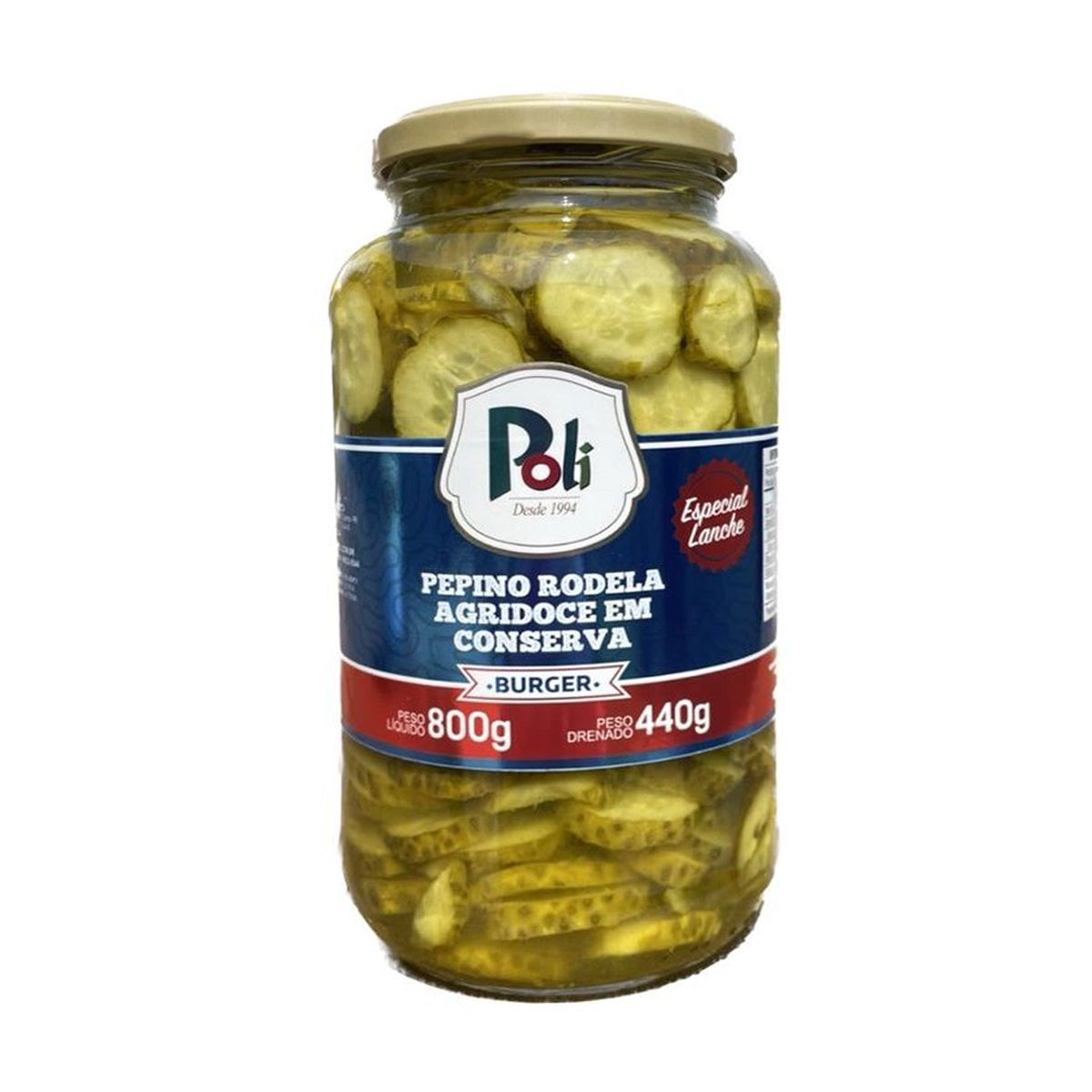 Pepino Rodela Agridoce em Conserva Poli 440g - Família Scopel Delivery