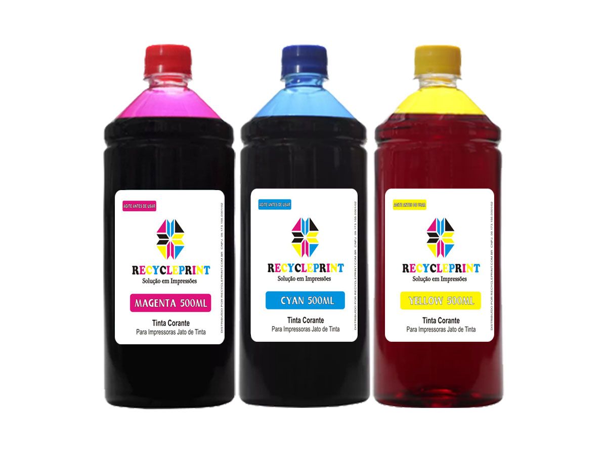 3 Refil Color Tinta Compatível Epson L375 L395 L3110 L3150 ...