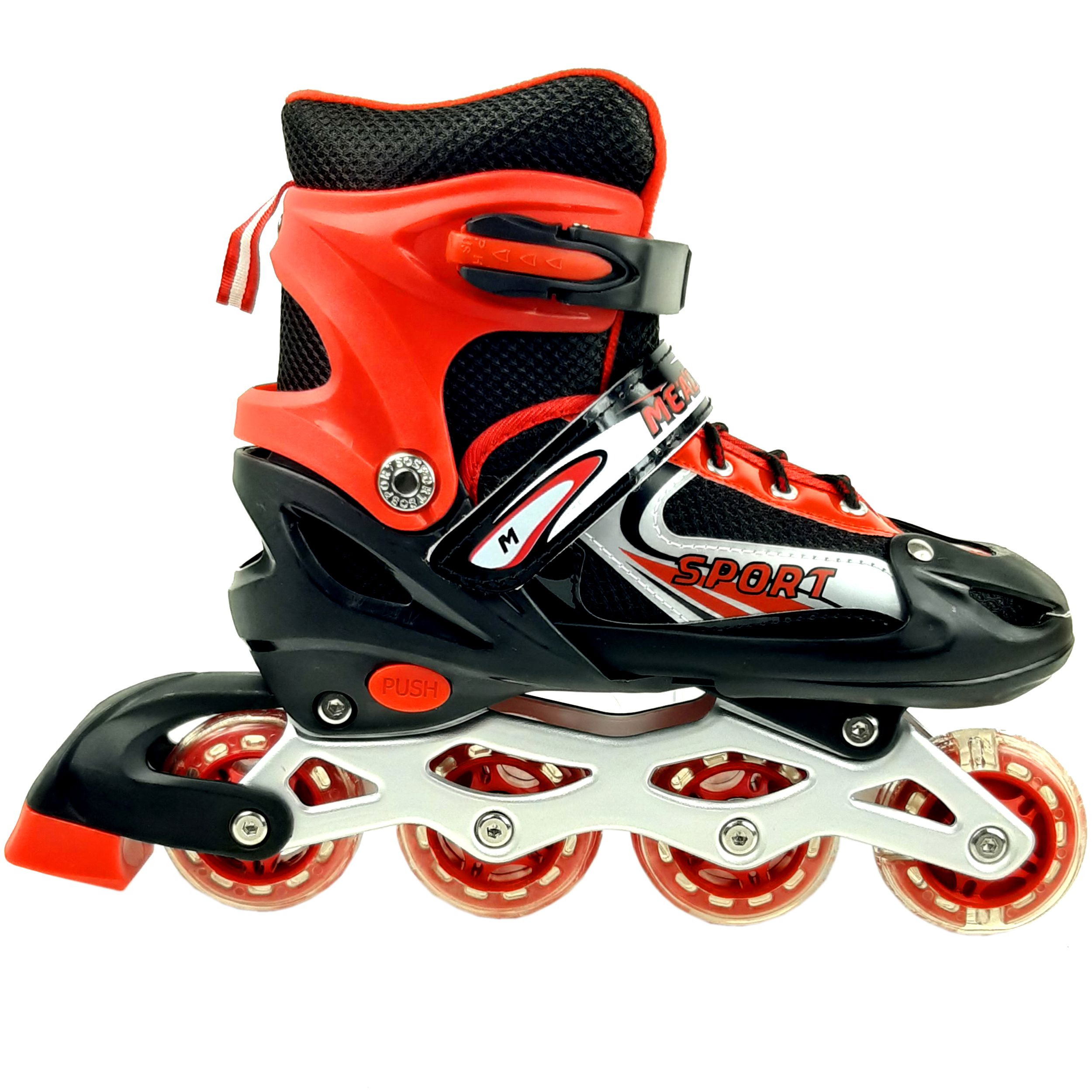 Patins Infantil 4 Rodas In-line Abec-5 Tam. 34-37 Ajustável Vermelho ...