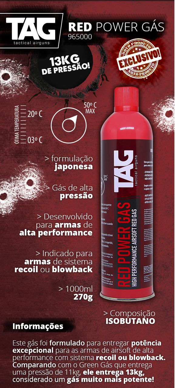 Red Gás TAG - E&G Comércio - Airsoft