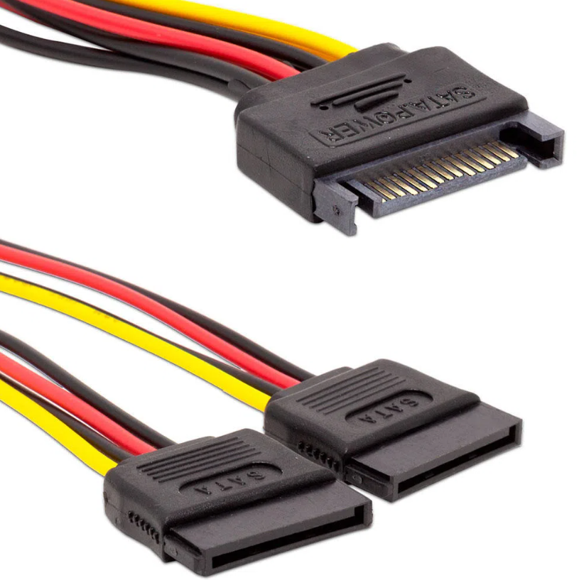 Cabo Adaptador SATA para 2x SATA , Energia Alimentação - FEMP INFO ...