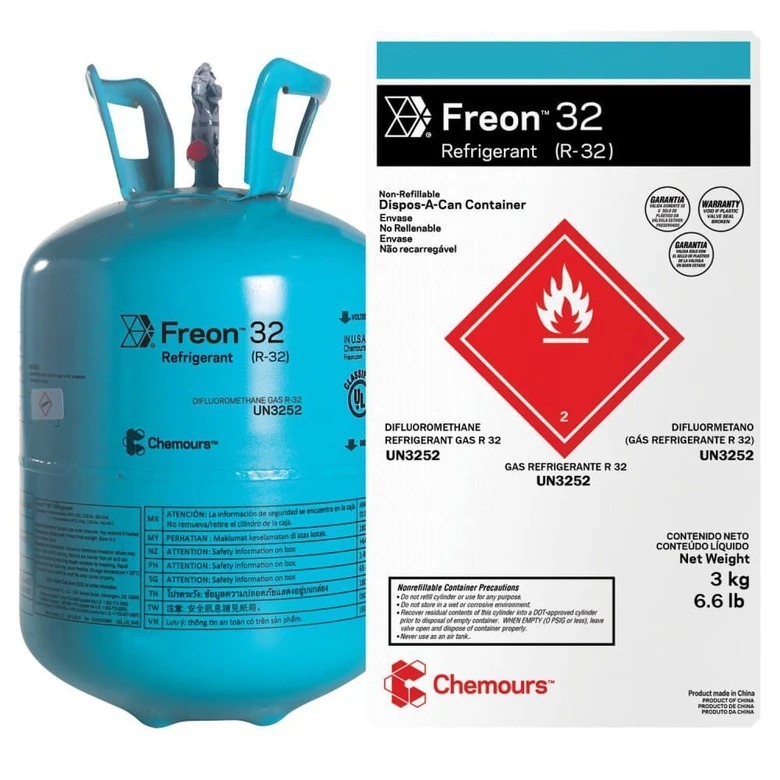 Fluido Gás Refrigerante Chemours/Dupont R32 3kg - Gela Tudo ...
