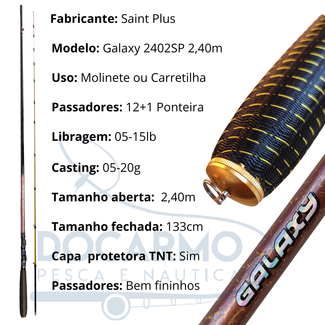 Vara Para Pesca Ultra Light Molinete Carretilha Piau Tilápia 2,40m 15lbs - Docarmo Pesca