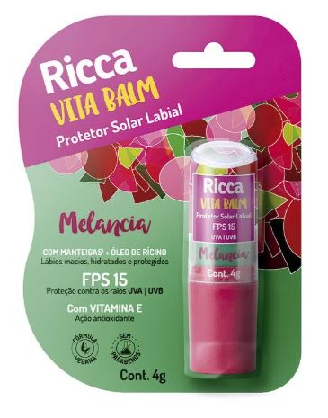 Protetor solar labial FPS15 Melancia Ricca - Beleza Divina Loja Online ...