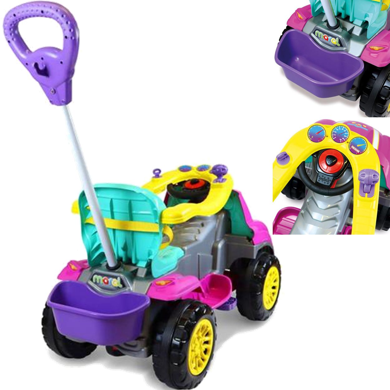 Carrinho de Passeio e Pedal para Bebe Maral Sport Car Rosa - Maçã Verde ...