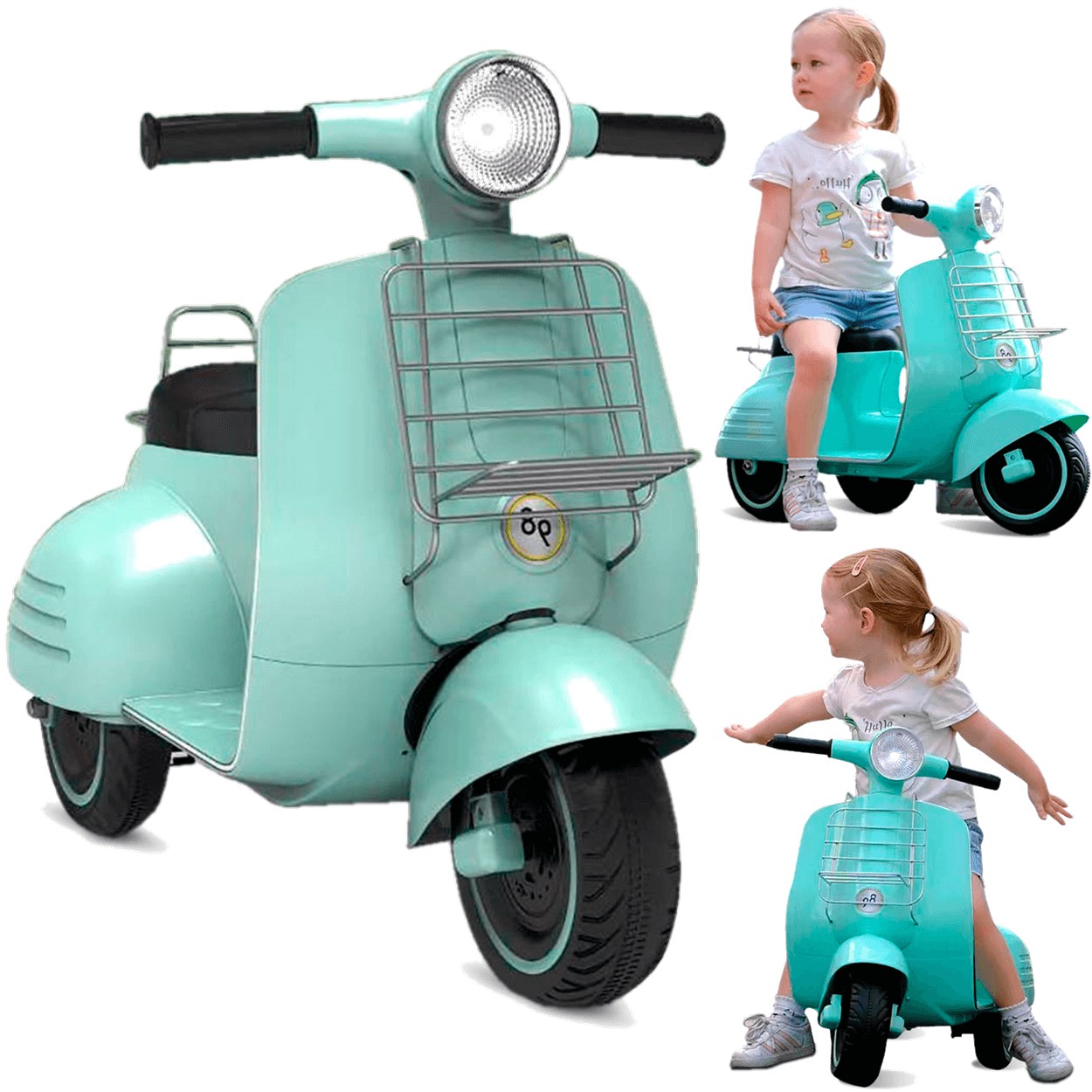 Moto Eletrica Infantil Bandeirante Lambreta 6V Turquesa - Maçã Verde Baby