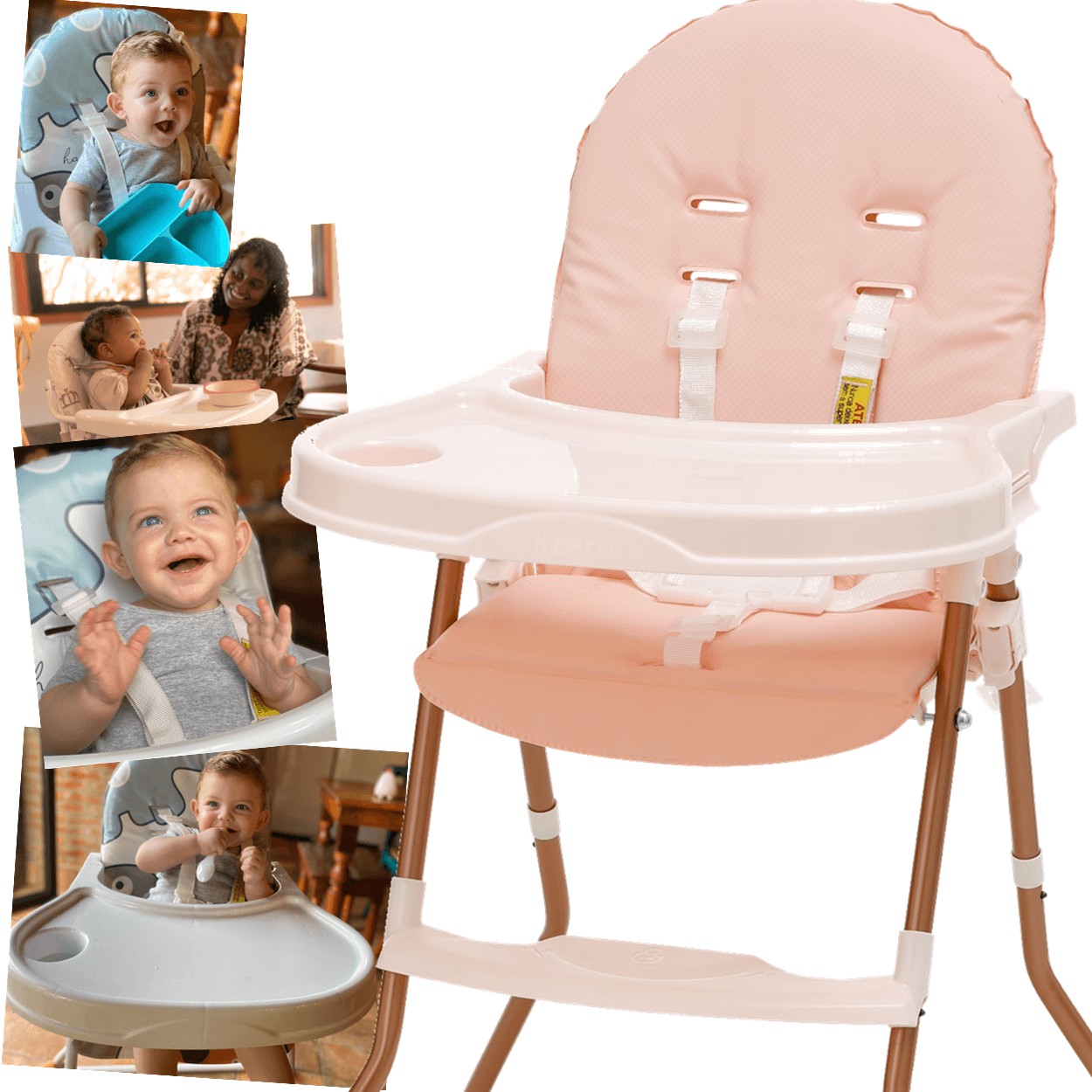 Cadeirinha de Alimentação Galzerano Alta Nick Rose 6m a 23kg - Maçã ...