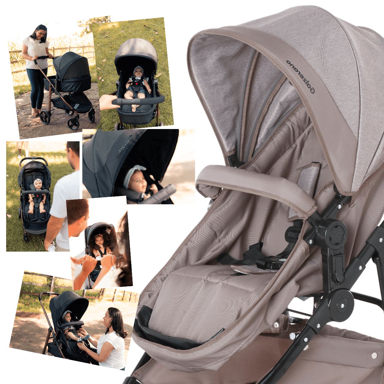 Carrinho de Bebe Galzerano Olympus com Bebe Conforto Chocolate - Maçã ...