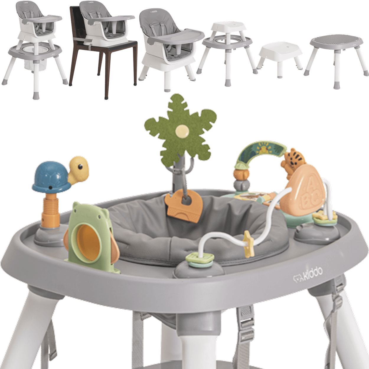 Cadeirinha de Alimentação Atividade Kiddo Vanilla 12 em 1 Cinza - Maçã ...