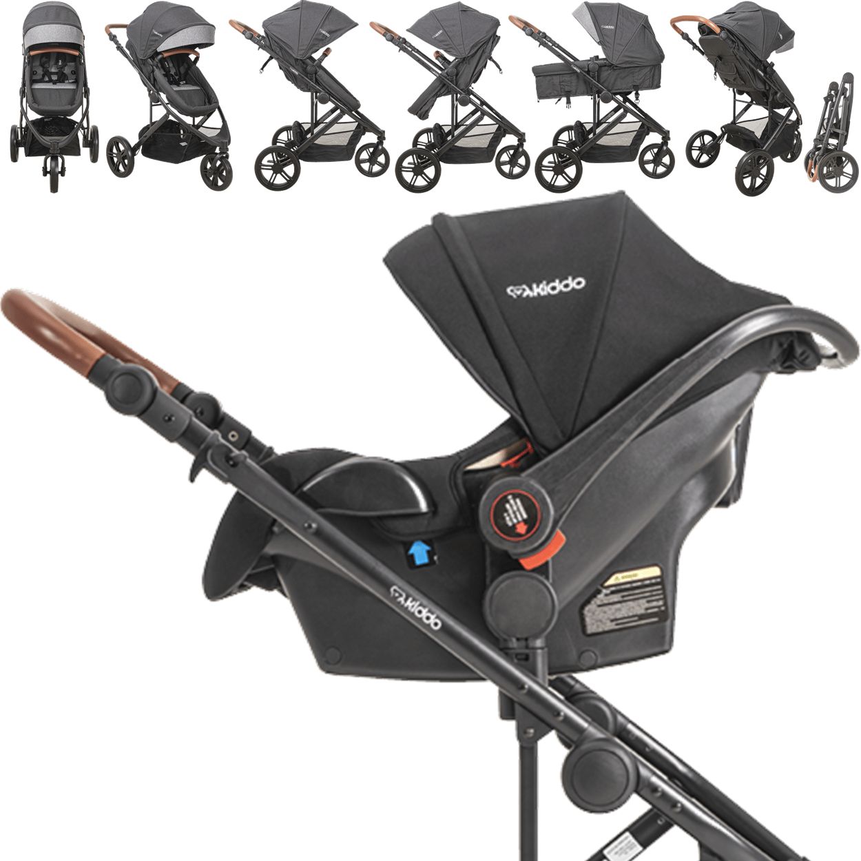 Carrinho de Bebe Passeio Moises Bebe Conforto Kiddo Trek Cinza - Maçã ...