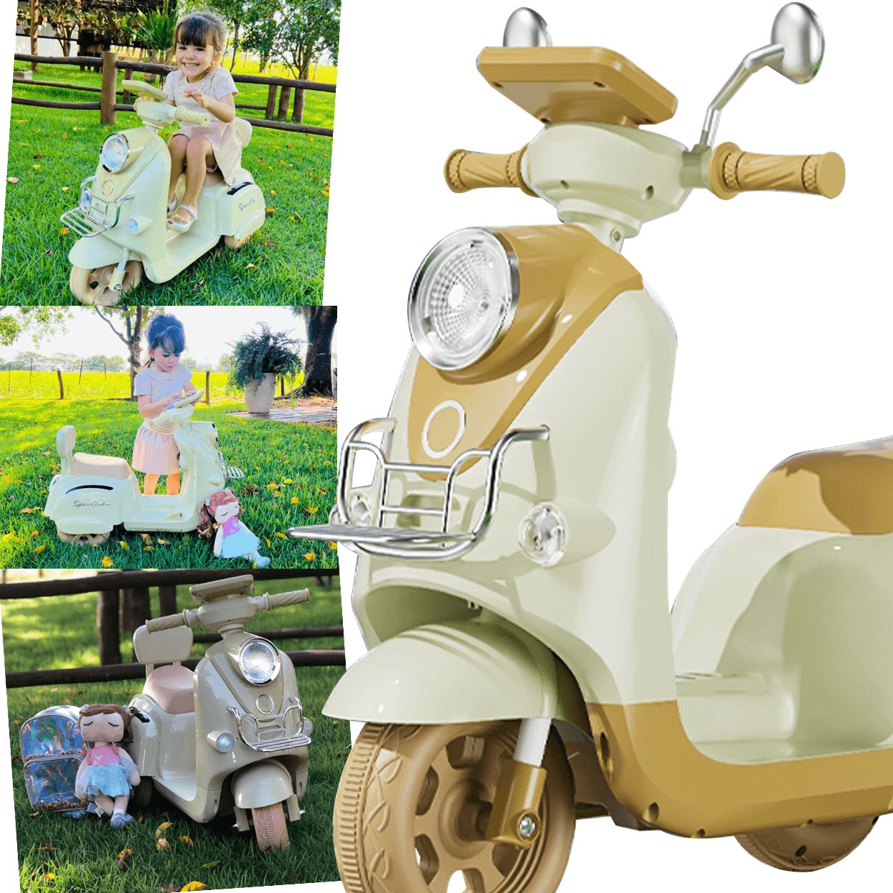 Moto Eletrica Shiny Toys Vespa Sportive Scooter 6V Bege Retro - Maçã ...