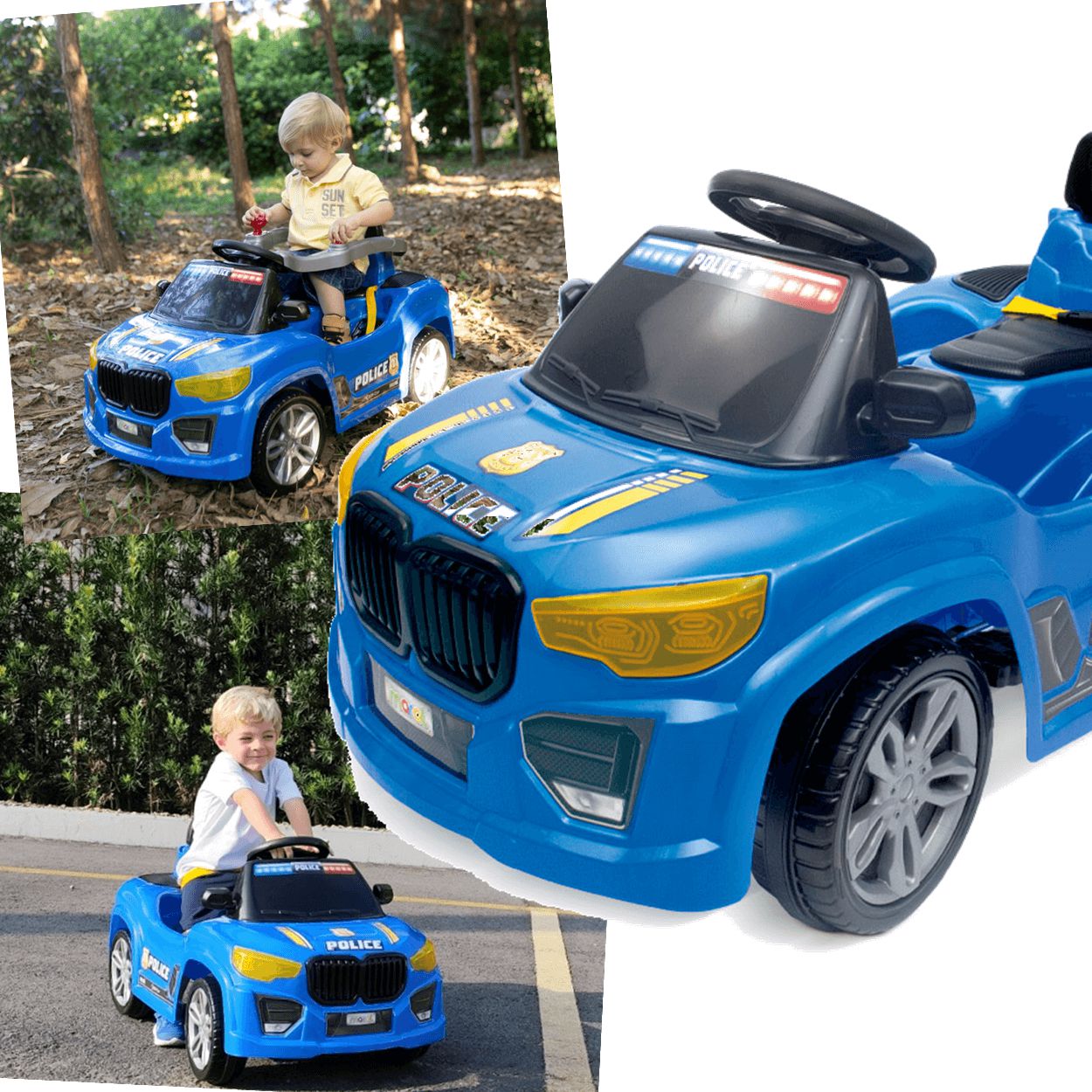 Carrinho de Passeio e Pedal Infantil Maral BM Car Azul Police - Maçã ...