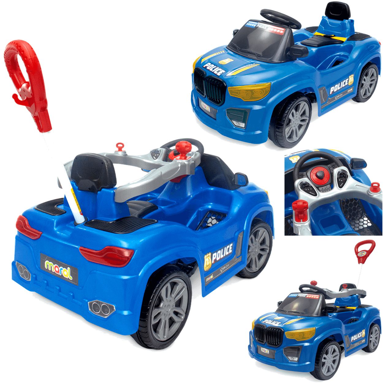 Carrinho de Passeio e Pedal Infantil Maral BM Car Azul Police - Maçã ...