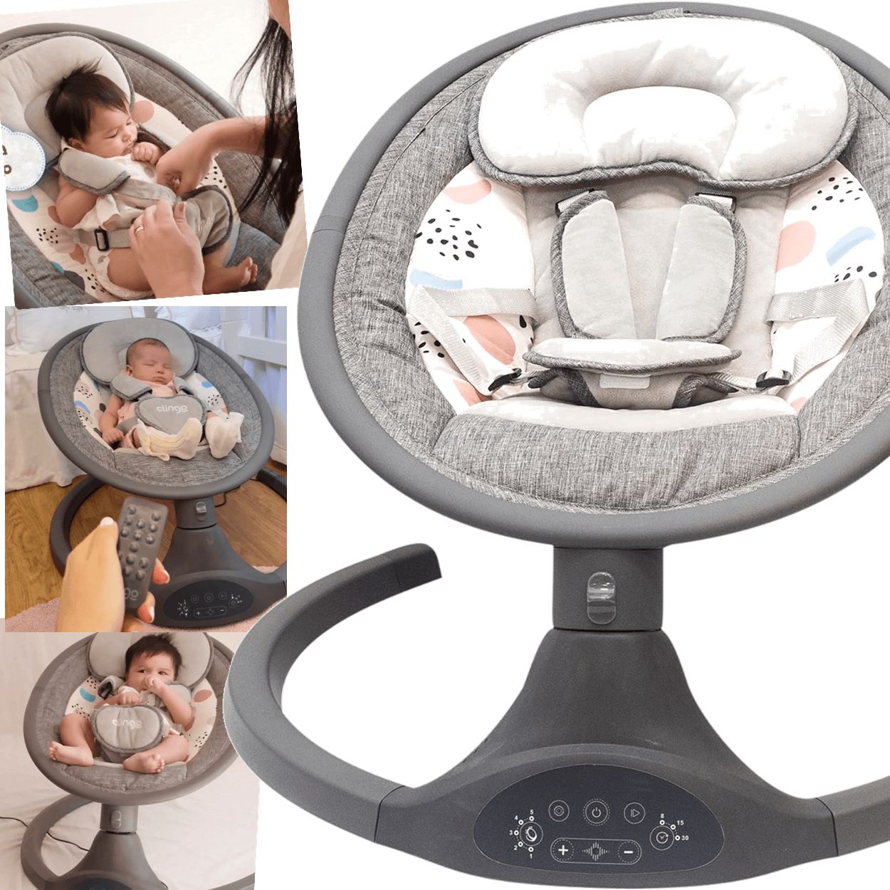Cadeirinha de Descanso Automatica Clingo Joyful com Controle - Maçã ...