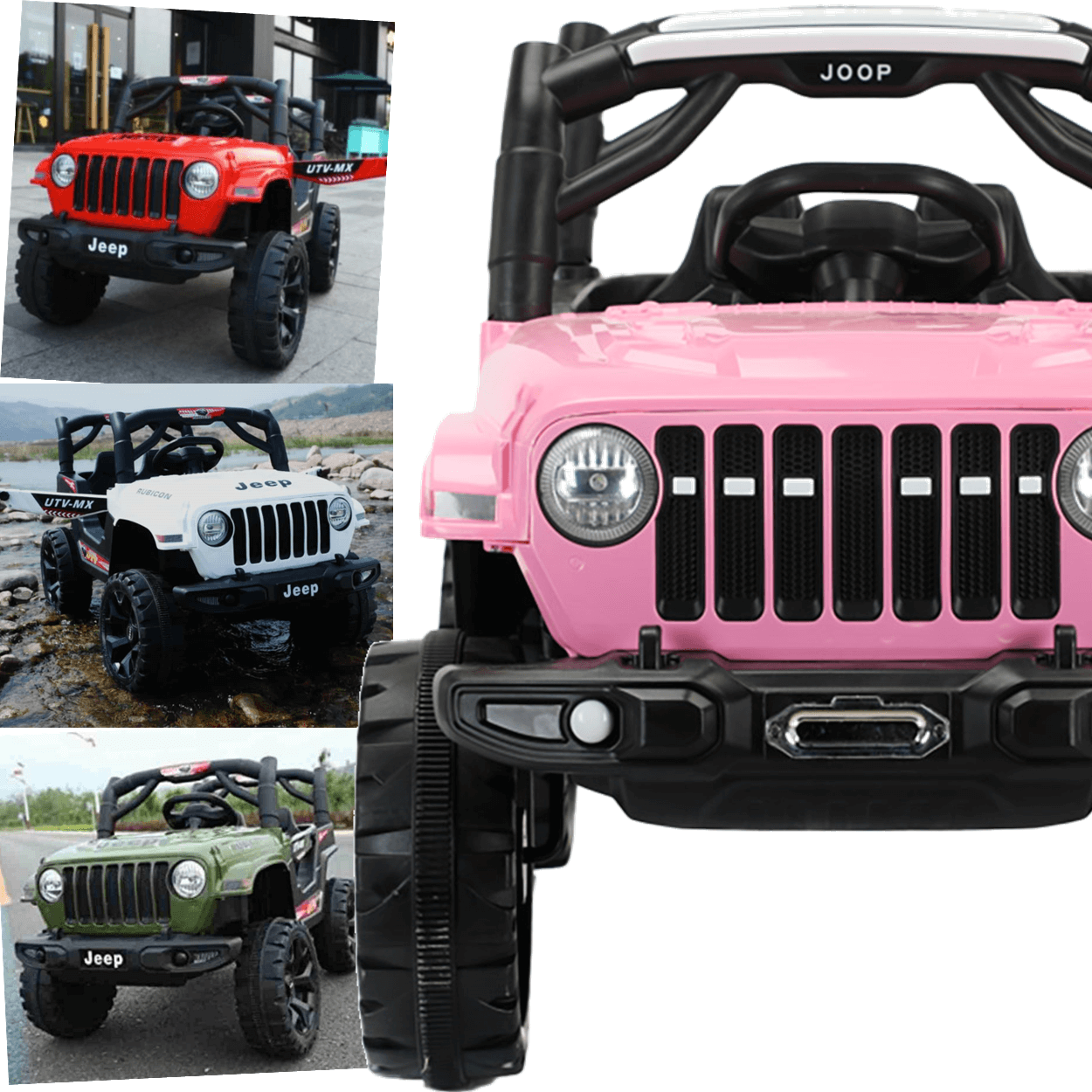 Carro Eletrico Bang Toys Jeep Rubicon UTV MX 12V Controle Rosa - Maçã ...