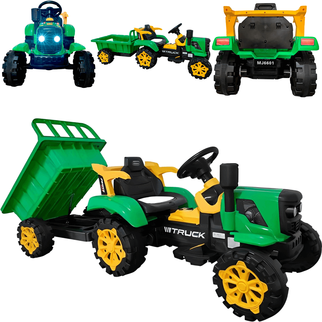 Trator Eletrico Bang Toys Truck Power Type 12v Caçamba Verde Maçã
