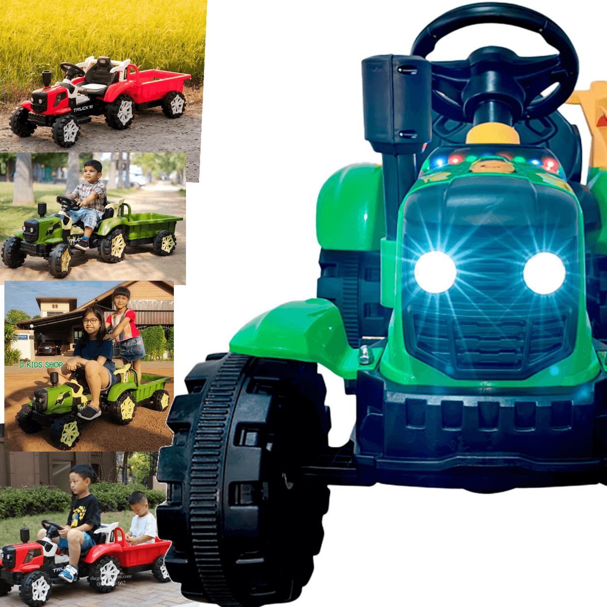 Trator Eletrico Bang Toys Truck Power Type 12v Caçamba Verde Maçã