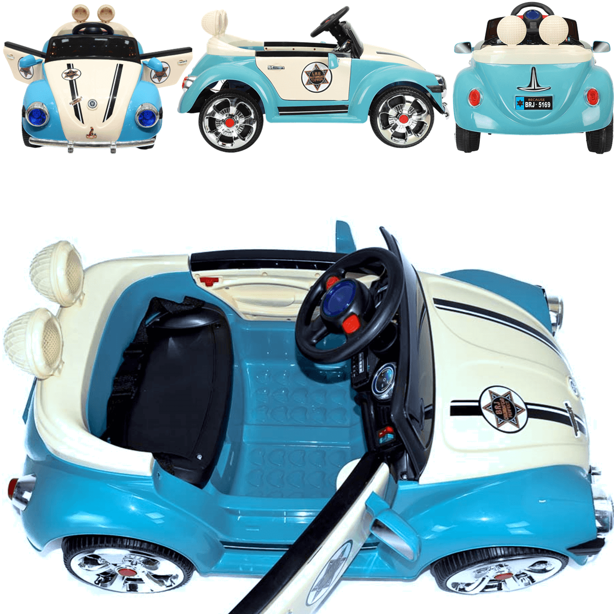 Carro Eletrico Bang Toys Fusca Beetle Classico Azul 12V Controle - Maçã ...