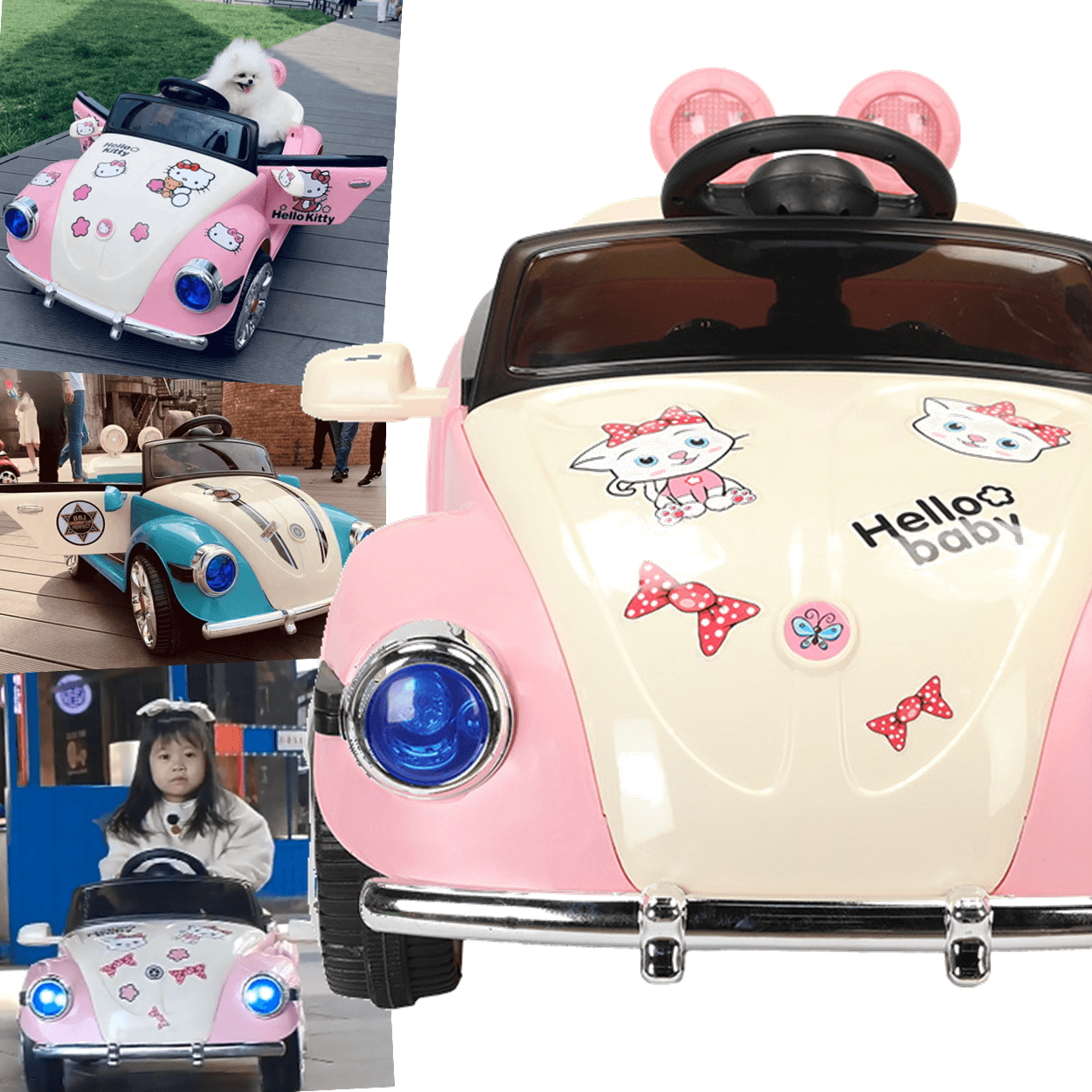 Carro Eletrico Bang Toys Fusca Rosa Hello Baby 12V Controle - Maçã ...