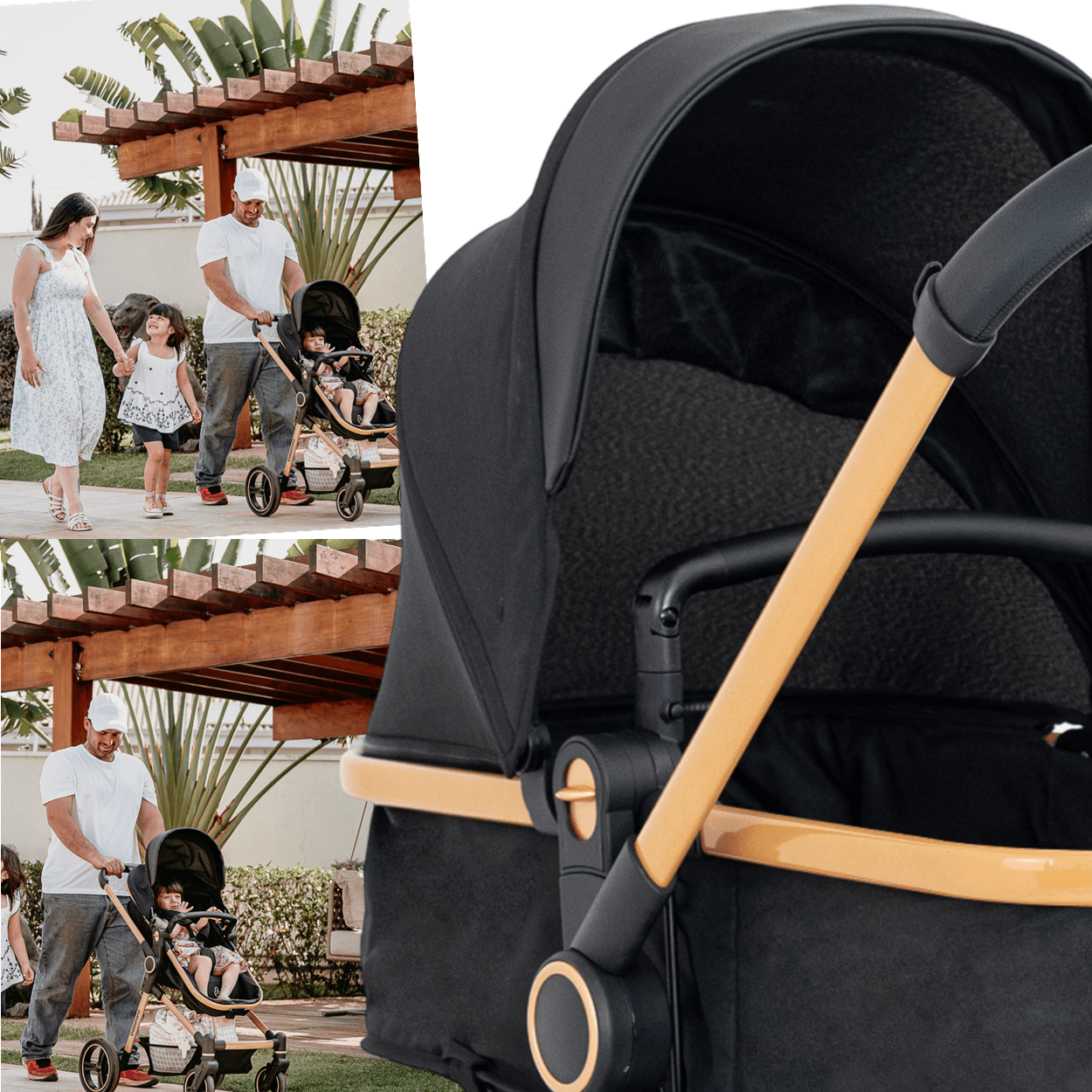 Carrinho de Bebe Galzerano Ivy Berço Passeio Moises Gold - Maçã Verde Baby