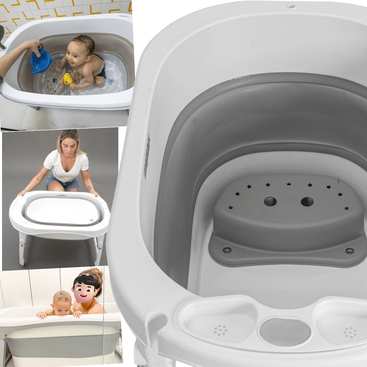 Banheira para Bebe Ofuro Dobravel Kiddo Oyster 40L 80kg Cinza - Maçã ...