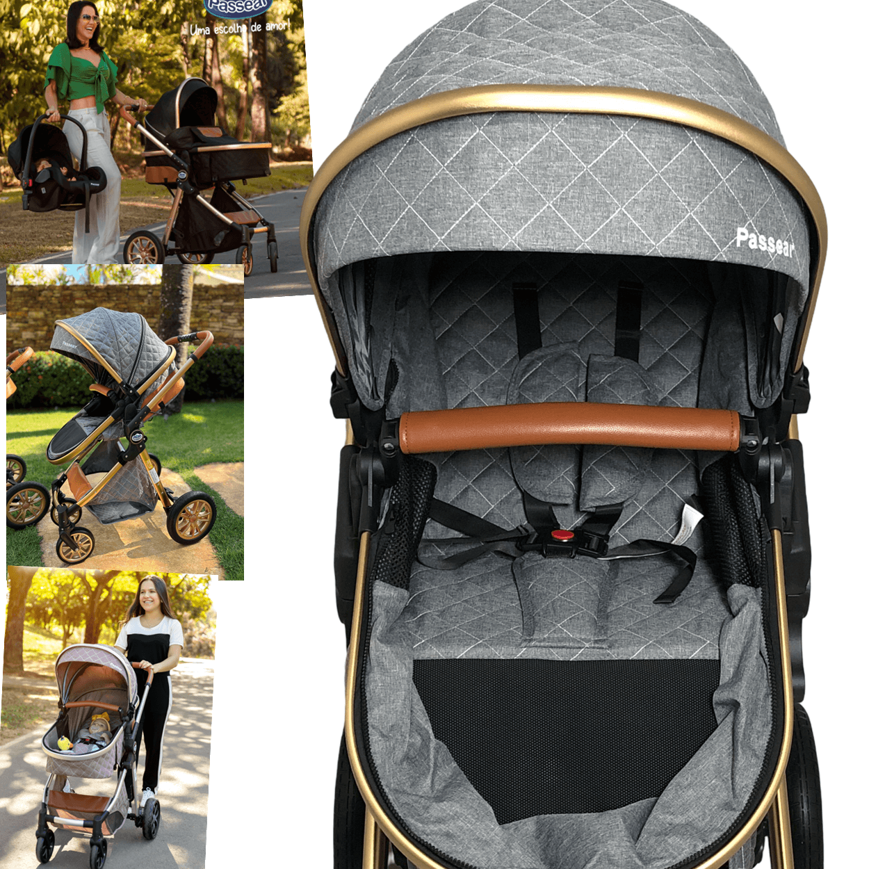 Carrinho de Bebe com Bebe Conforto Passear Baby Ares Plus Cinza - Maçã ...