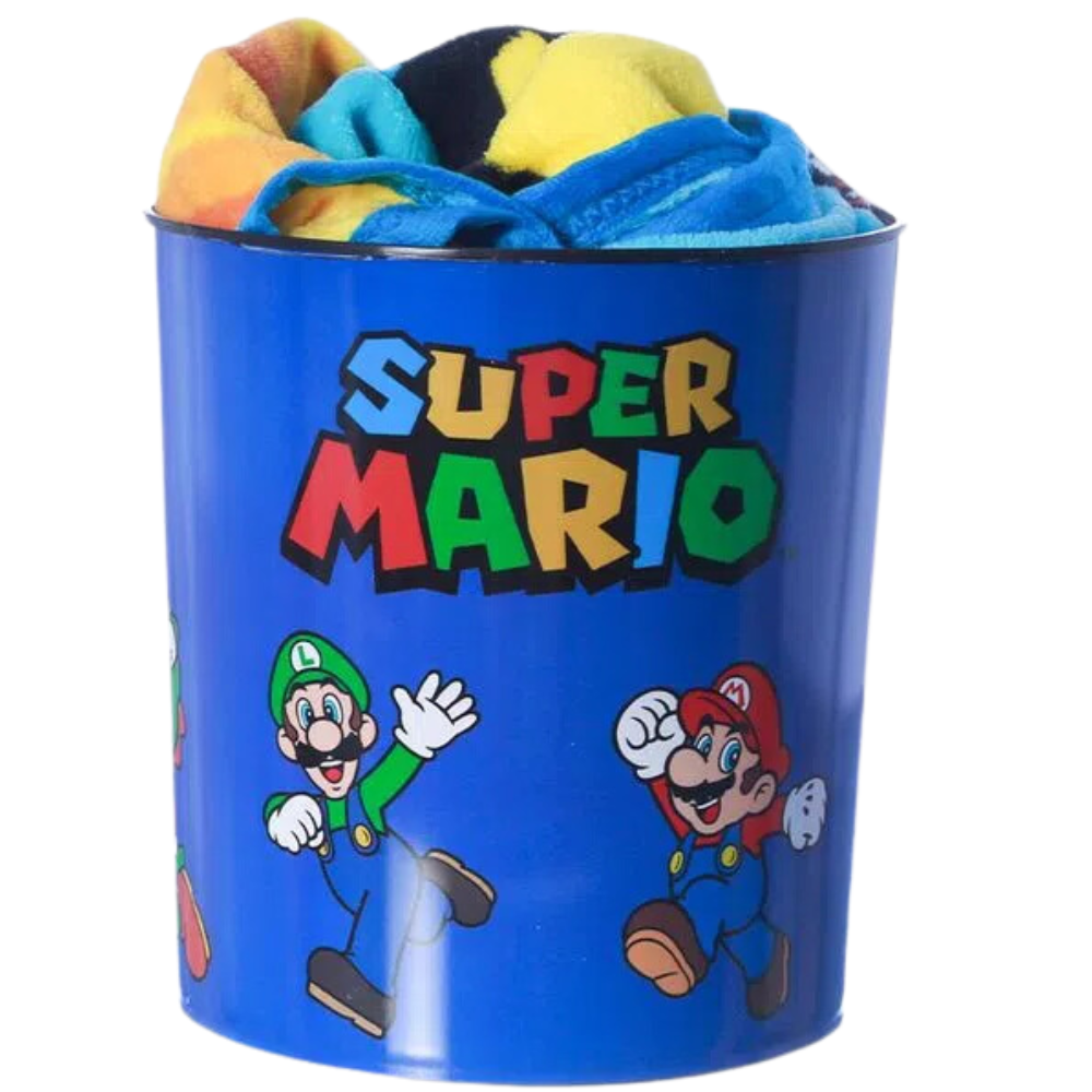 Kit Super Mario Manta Felpuda Macia + Balde Pipoca Oficial Nintendo ...