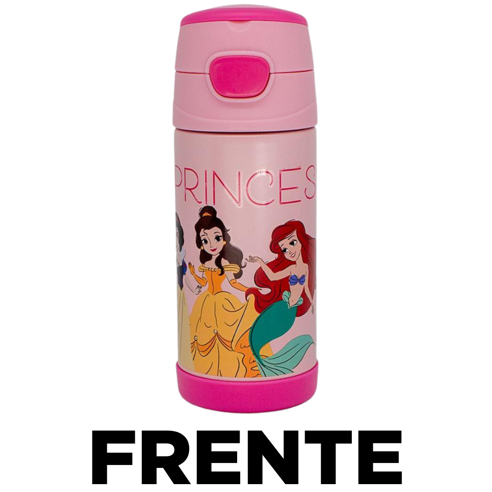 Garrafa Princesas Cinderela Branca De Neve Bela Ariel Térmica Quente Gelada Infantil Com Canudo ...