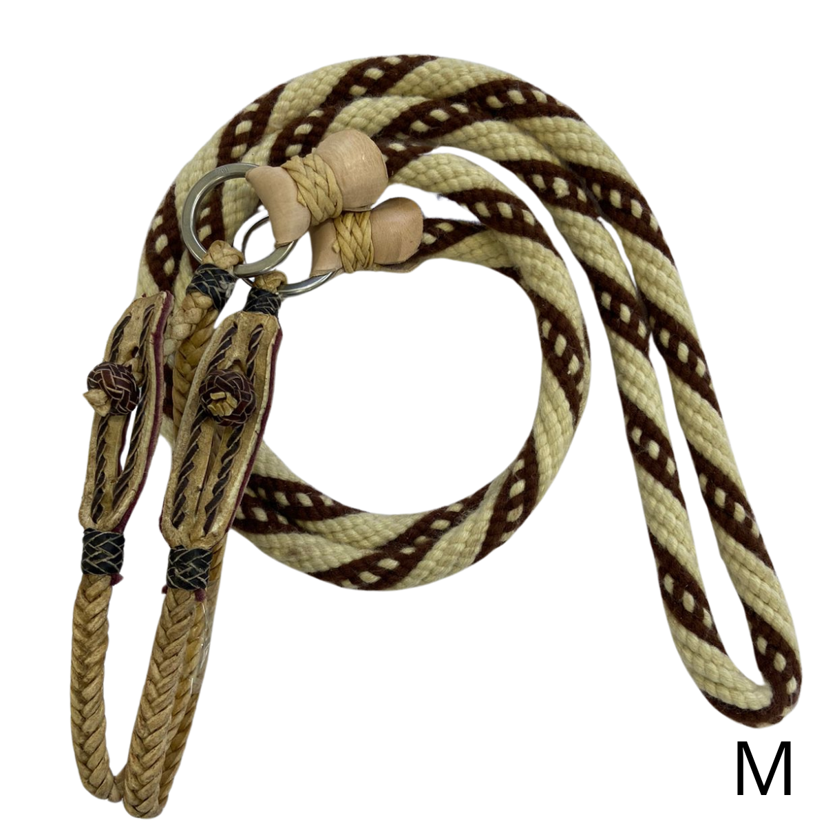 Rédea Lã Trançada Com Biqueira de Couro Cru - Traias Ferreira