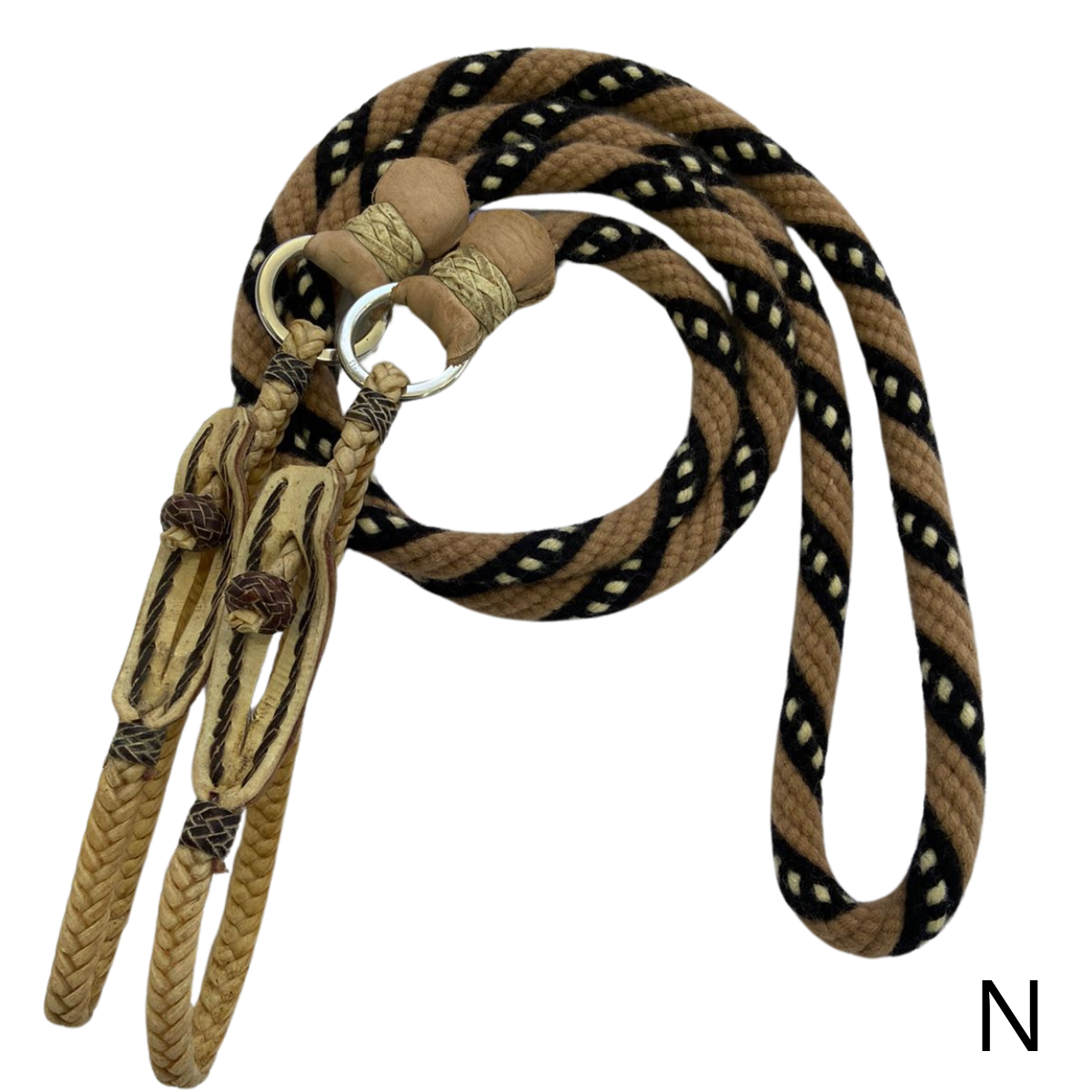 Rédea Lã Trançada Com Biqueira de Couro Cru - Traias Ferreira