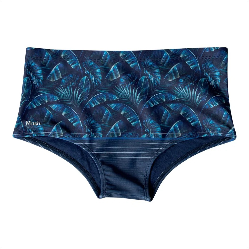 Sunga Mash Slip Mix de Folhas e Listras - Empório da Moda