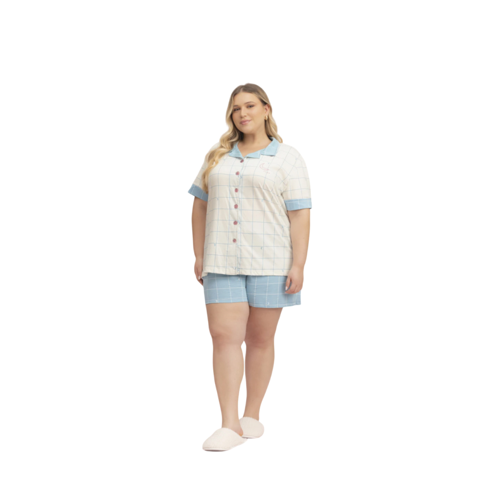 Short Doll Lua Encantada Manga Curta Com Abertura Plus Size - Empório da Moda