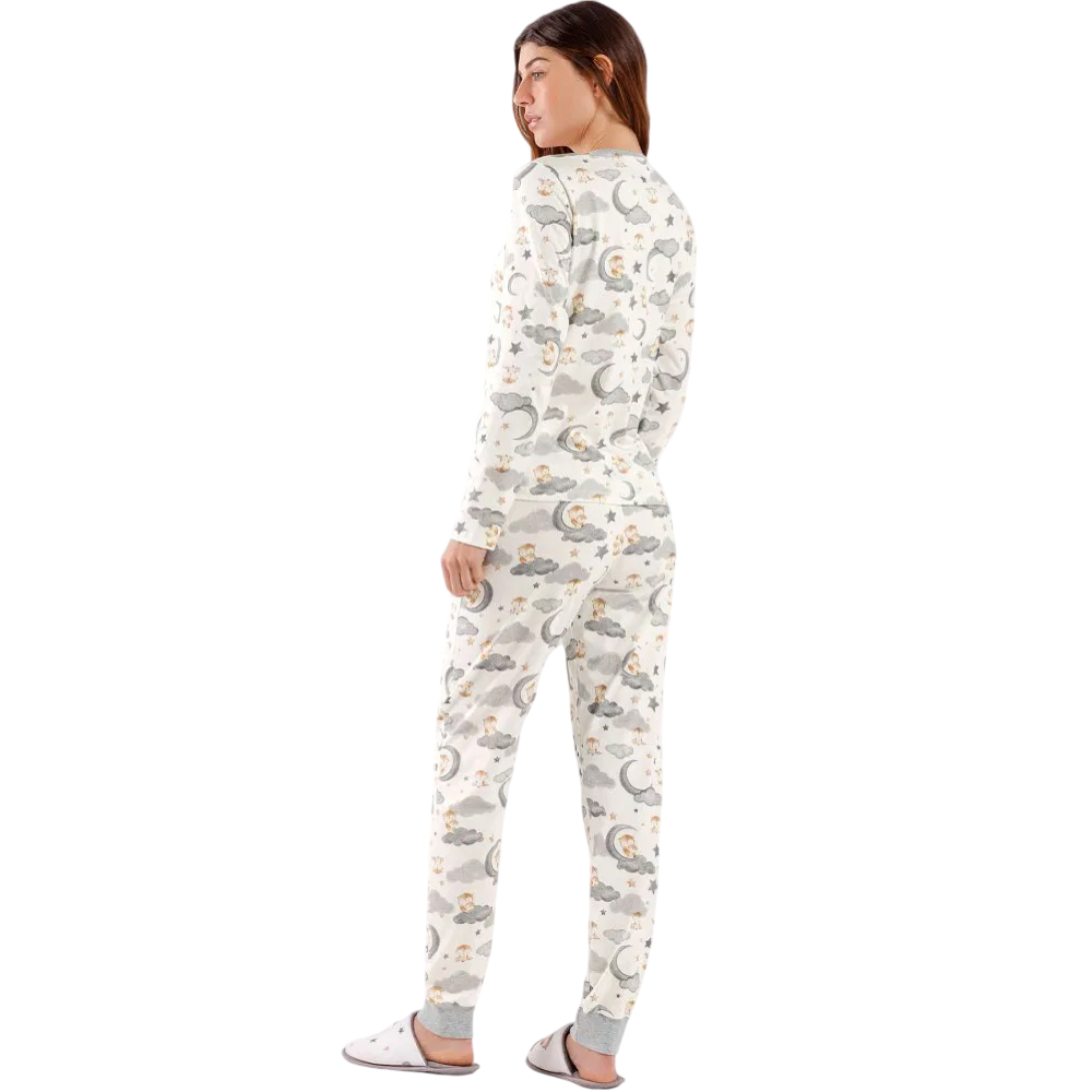 Pijama Cor Com Amor Manga Longa - Empório da Moda