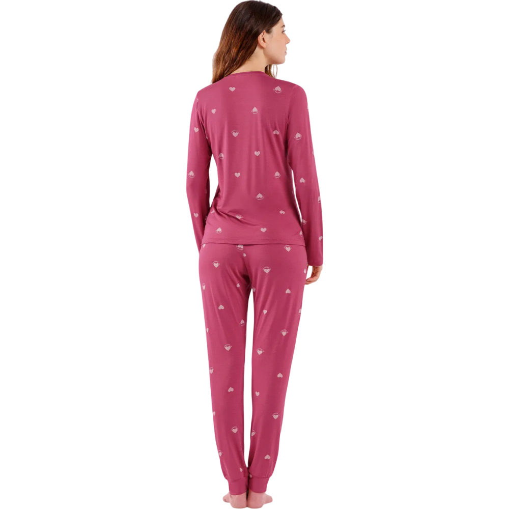 Pijama Cor Com Amor Manga Longa - Empório da Moda