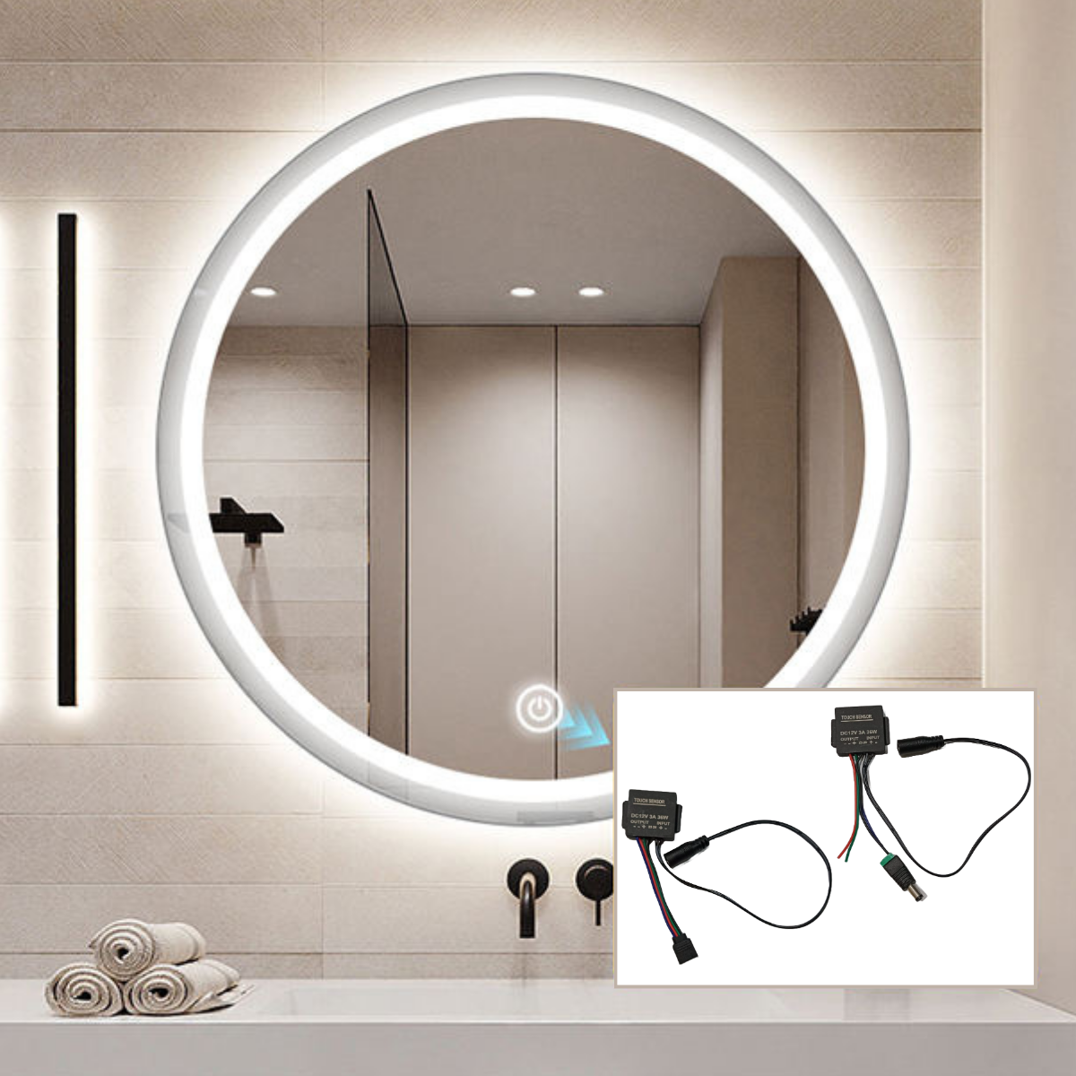 Dimmer 12V, 3A, 36W, Botão Touch, Interruptor De Espelho, Sensor De ...