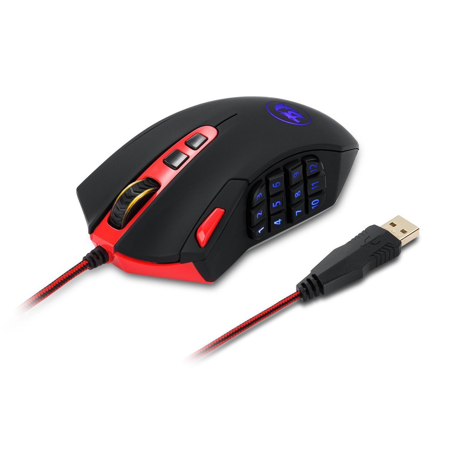 Mouse Gamer Redragon Perdition 3 Preto e Vermelho RGB 18 Botões ...