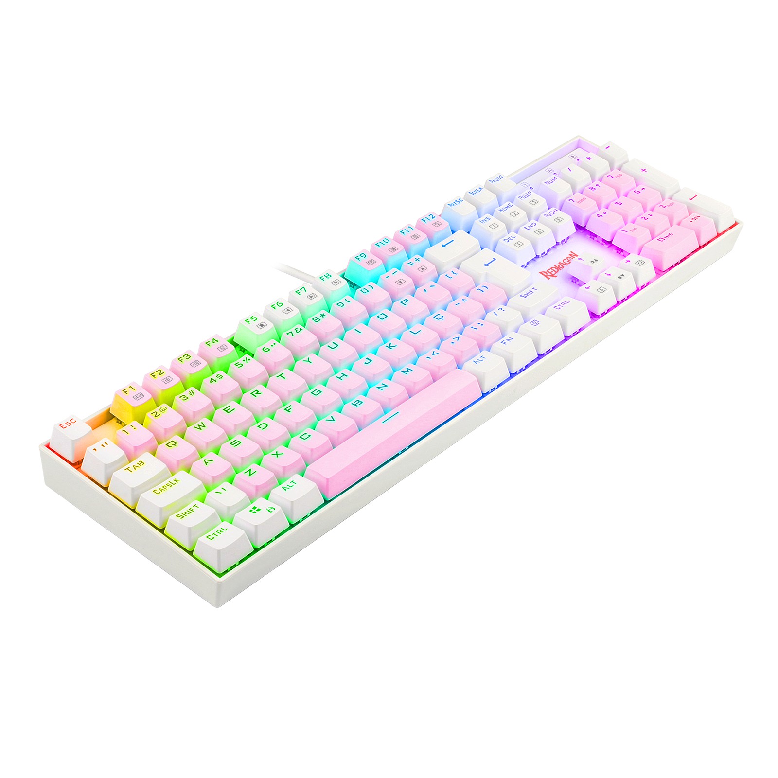 TECLADO MECÂNICO GAMER REDRAGON MITRA ROSA E BRANCO RGB - Redragon Store