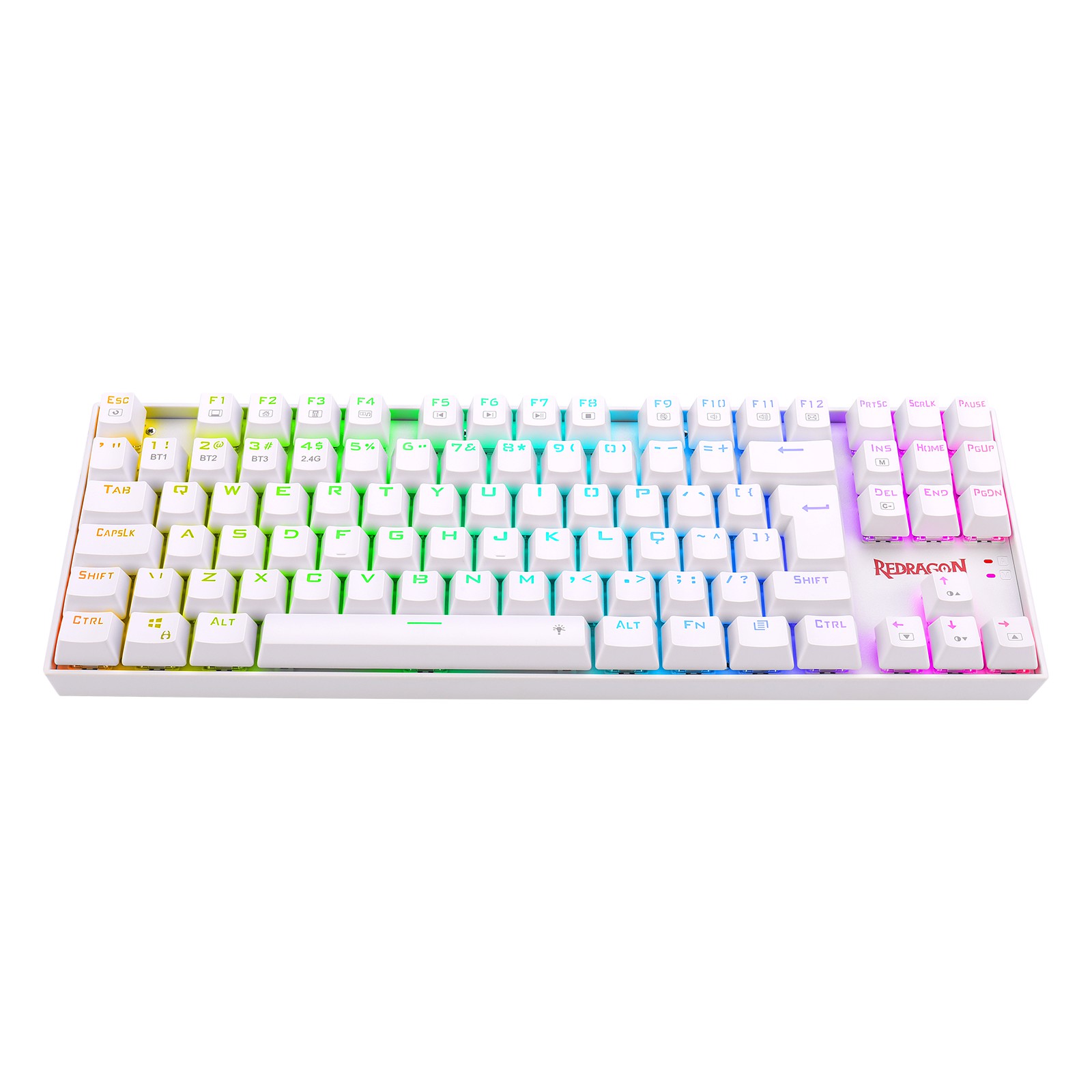 TECLADO MECÂNICO KUMARA PRO RGB WIRELESS E BLUETOOTH BRANCO - Redragon ...