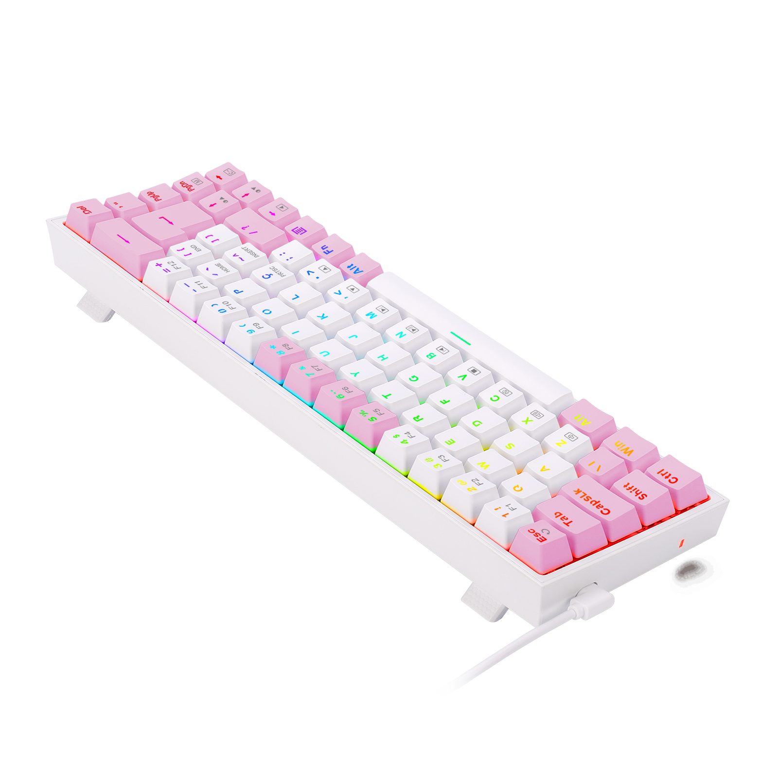 TECLADO MECÂNICO GAMER CASTOR RGB BRANCO COM ROSA SWITCH ABNT2 ...
