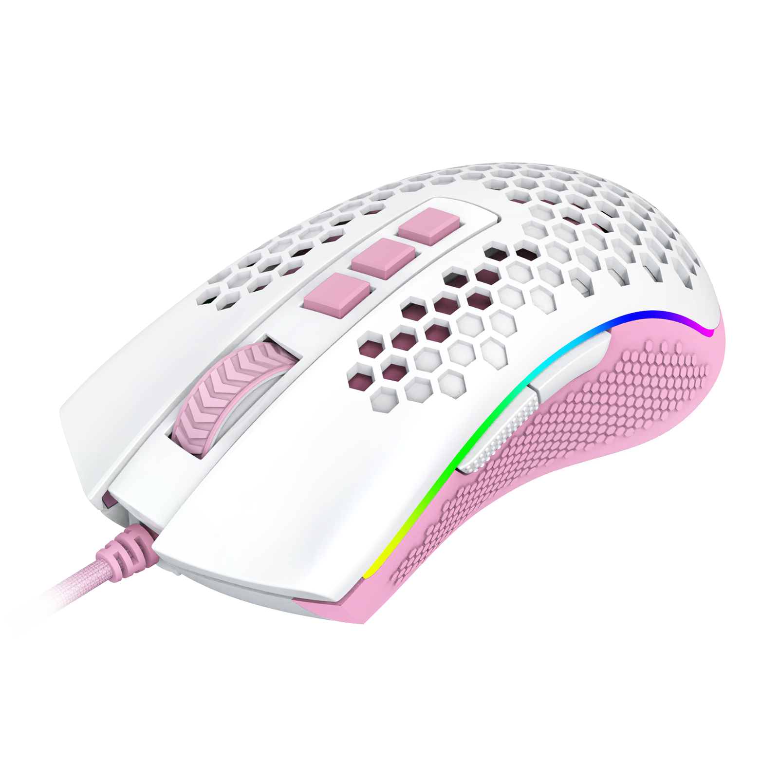 MOUSE GAMER REDRAGON STORM RGB BRANCO COM ROSA - Redragon Store