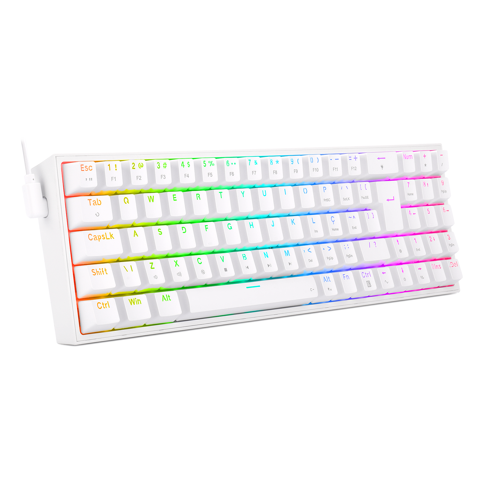TECLADO MECÂNICO GAMER POLLUX RGB BRANCO SWITCH - Redragon Store