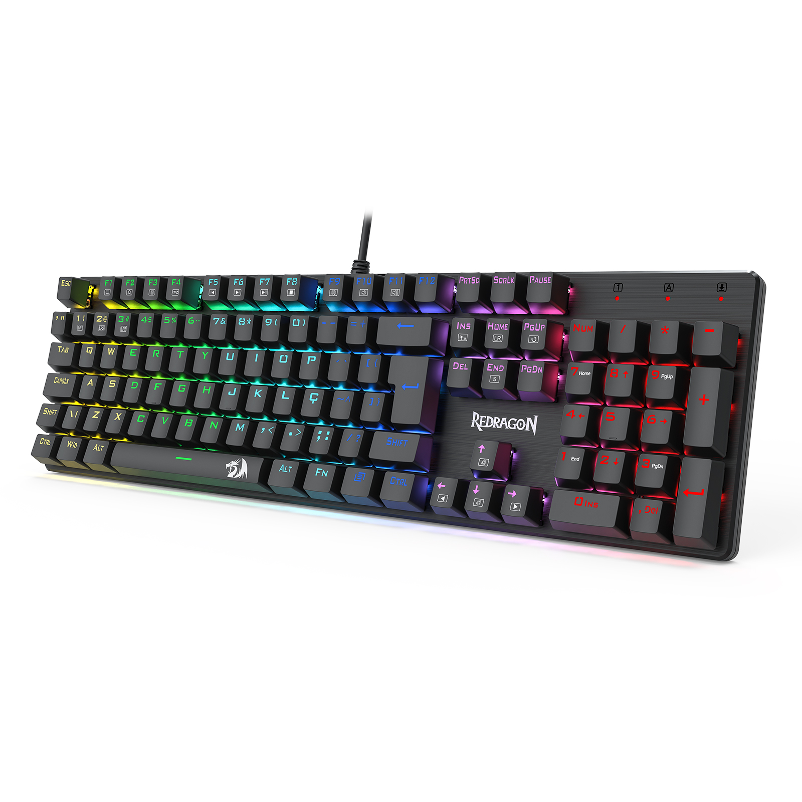 Teclado Mecânico Gamer Redragon Sindri Rainbow, ABNT2, Full Size, Hot ...