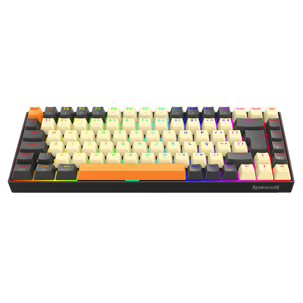 Teclado Sem Fio Redragon Phantom Pro Cinza com Creme RGB Mecânico 75% ...