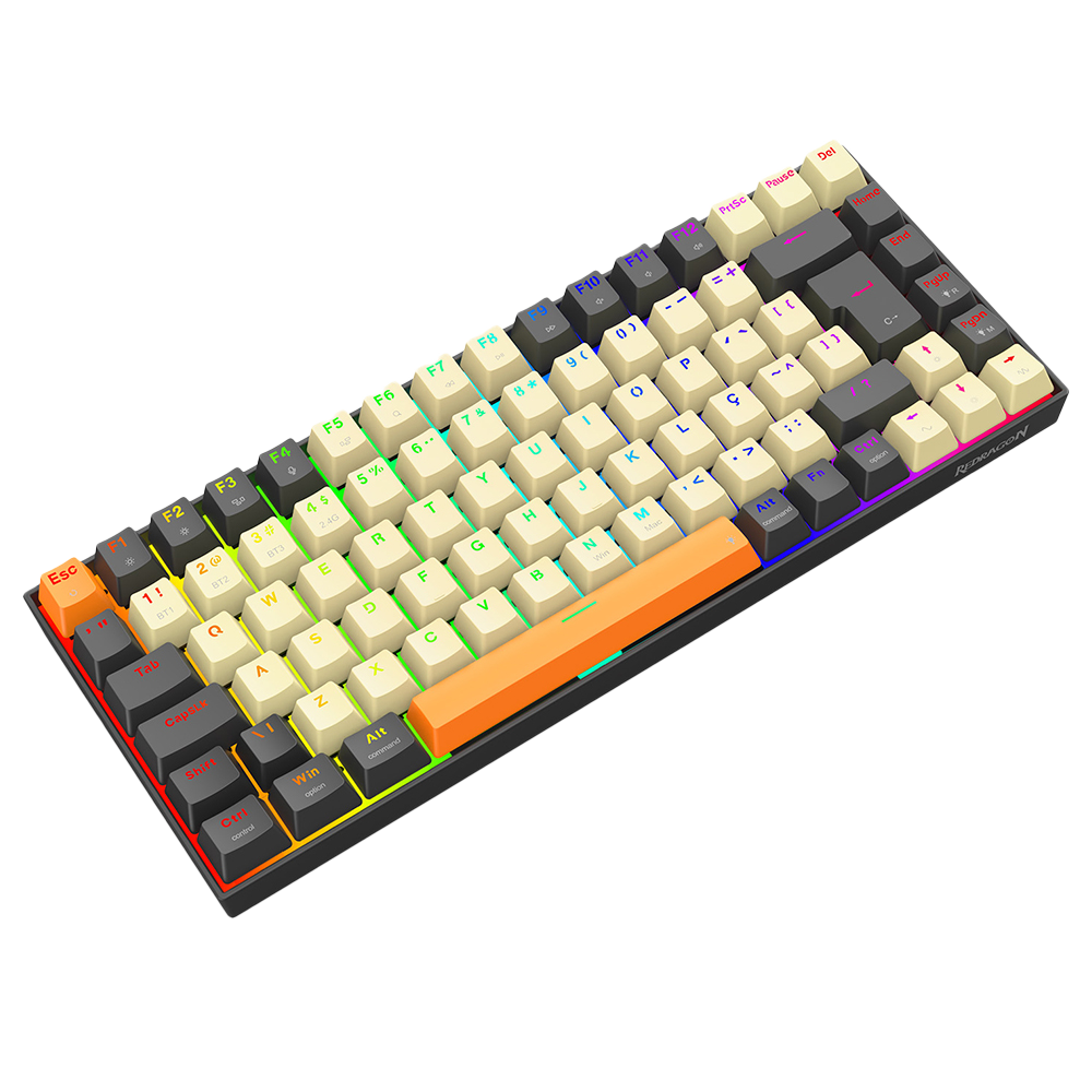 Teclado Sem Fio Redragon Phantom Pro Cinza com Creme RGB Mecânico 75% ...