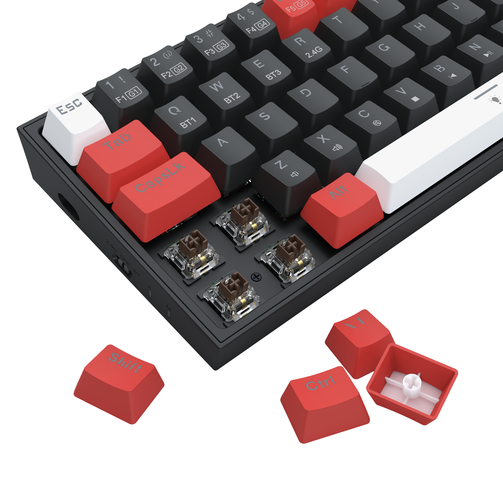 Teclado mecânico RGB Sem Fio Redragon Castor Pro Preto, vermelho e ...